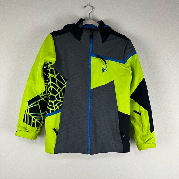 Spyder | Jackets & Coats | Spyder Boys Green Blue Gray Challenger Ski ...